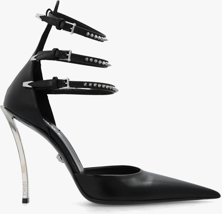 Versace Black ‘Spiked Pin-Point’ Pumps - ShopStyle