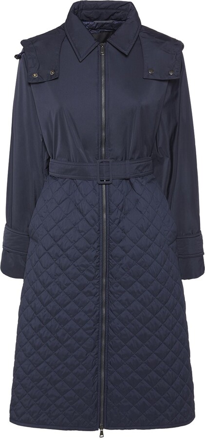 Weekend Max Mara Olga quilted belted long coat w/hood - ShopStyle
