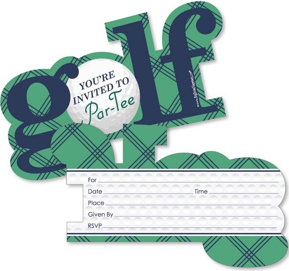 Big Dot of Happiness Par-Tee Time - Golf - Shaped Fill-in Invitations ...