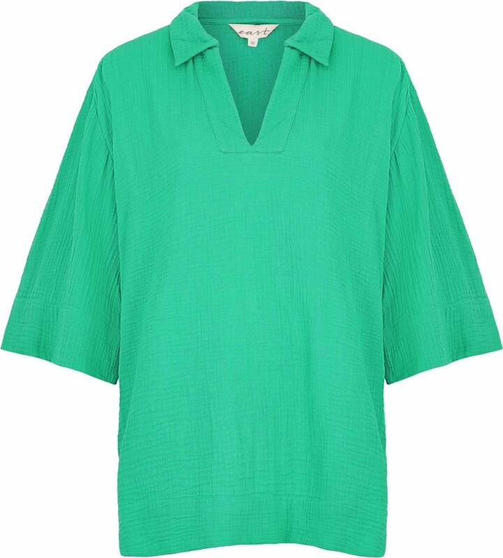 EAST Women's Green Katlyn Jade Cotton Top - ShopStyle