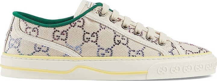 Gucci Crystal-Embellished Logo Tennis Sneakers - ShopStyle