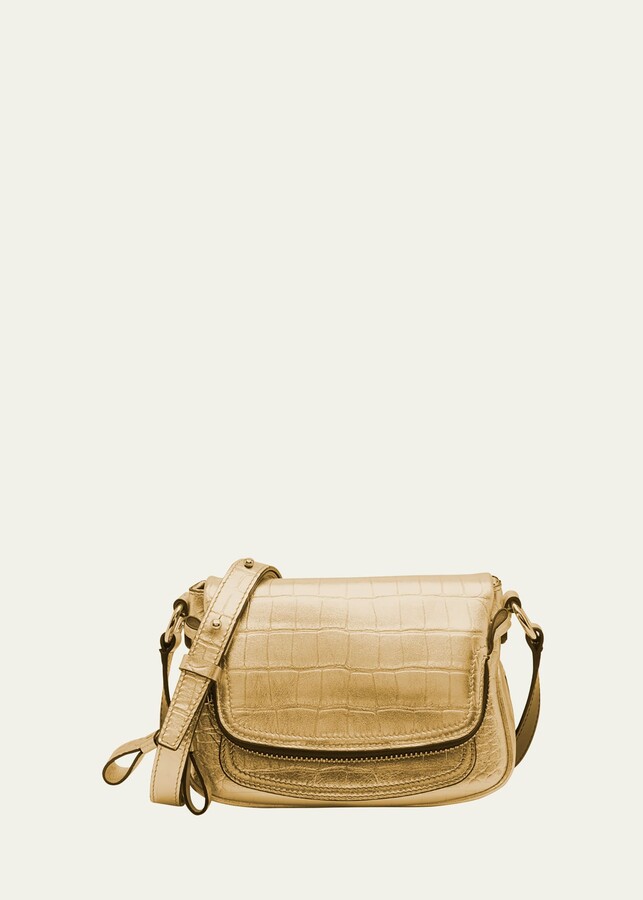 Tom Ford Jennifer Mini Metallic Croc-Embossed Crossbody Bag - ShopStyle