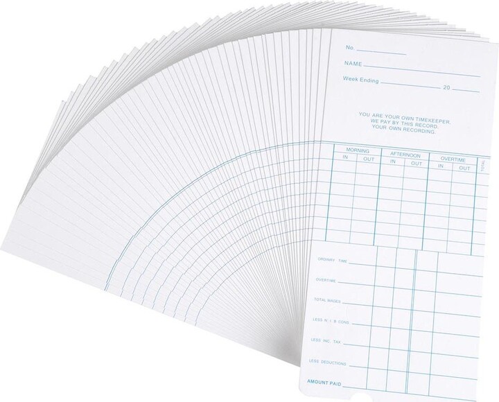 Yescom 50x Weekly Time Clock Cards Timecard for Employee Attendance ...