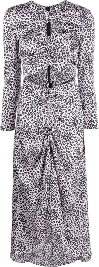 Maje Leopard-Print Cut-Out Midi Dress - ShopStyle