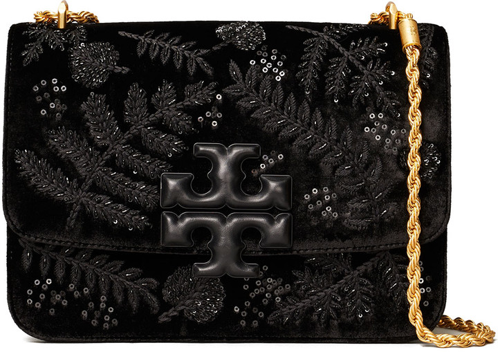 Tory Burch Eleanor Velvet Embellished Convertible Chain Shoulder Bag ...