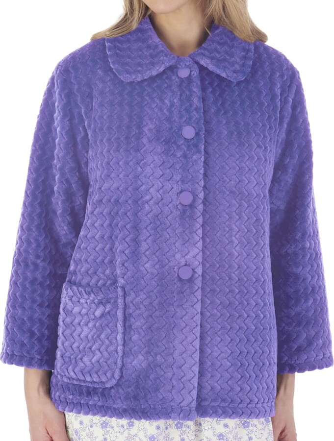 Slenderella Ladies 3/4 Sleeve 25" Soft Bright Blue Fleece Zig Zag ...