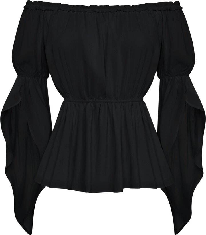 SCARLET DARKNESS Women's Victorian Top Elegant Off The Shoulder Ruffled ...
