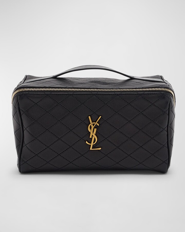Saint Laurent Vanity Case Top-Handle Bag in Quilted Smooth Leather ...