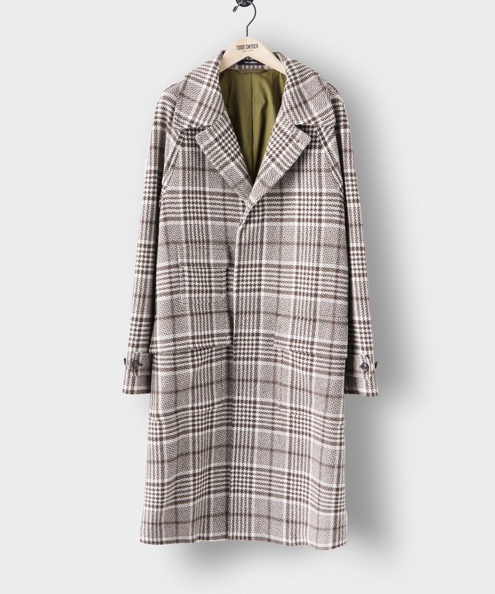 Todd Snyder Italian Balmacaan Coat in Cream Glen Plaid - ShopStyle
