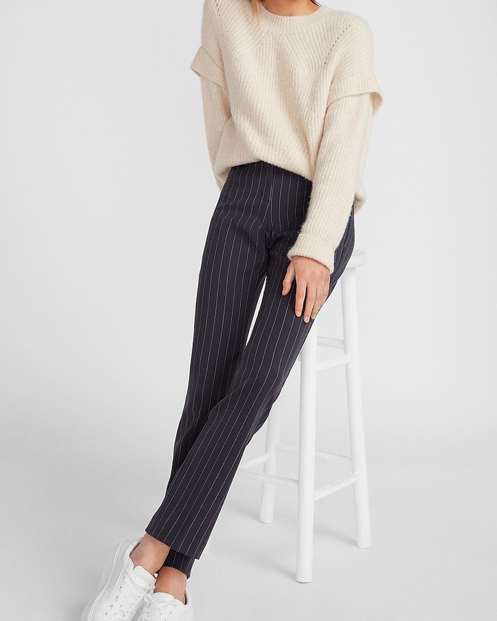 Express Mid Rise Pinstripe Columnist Slim Pant - ShopStyle