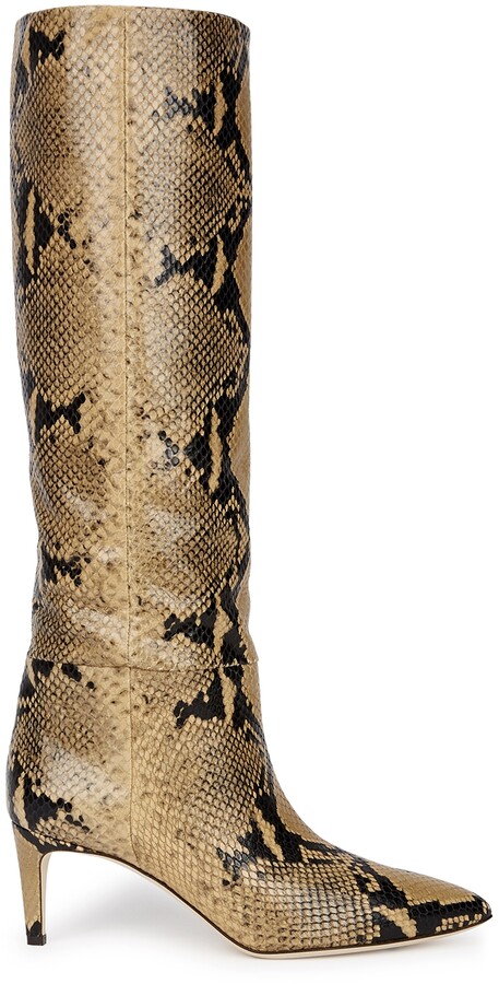 Paris Texas 65 Python-Effect Leather Knee-High Boots - ShopStyle