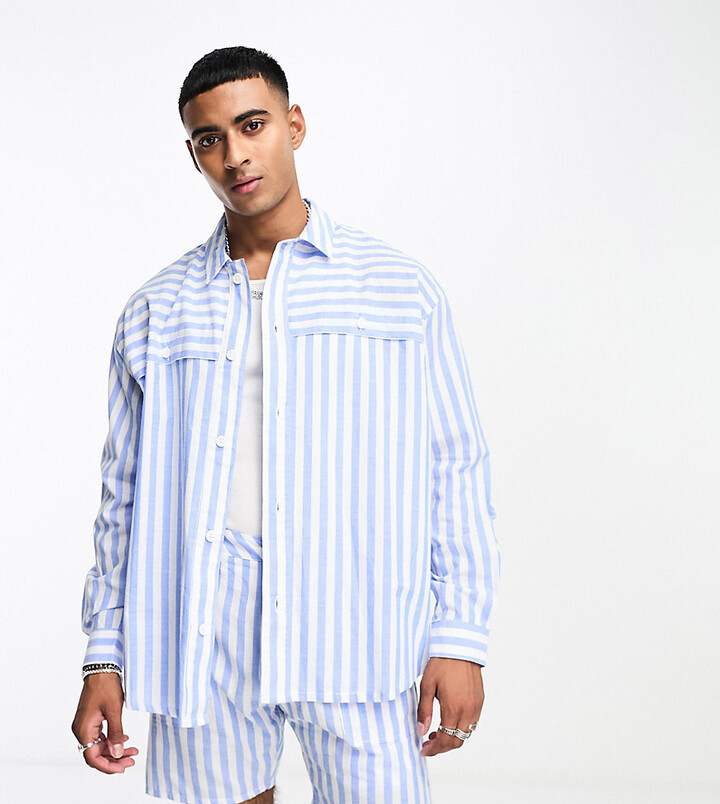 Labelrail x Stan & Tom deckchair stripe shirt in blue and white - part ...