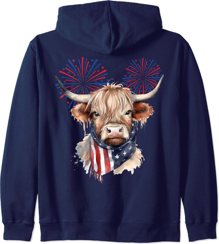 Patriotic Highland Cow Heifer Designs Highland Cow American Bandana USA ...