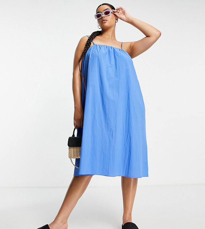 Lola May Curve Lola May Plus cami swing dress in blue - ShopStyle