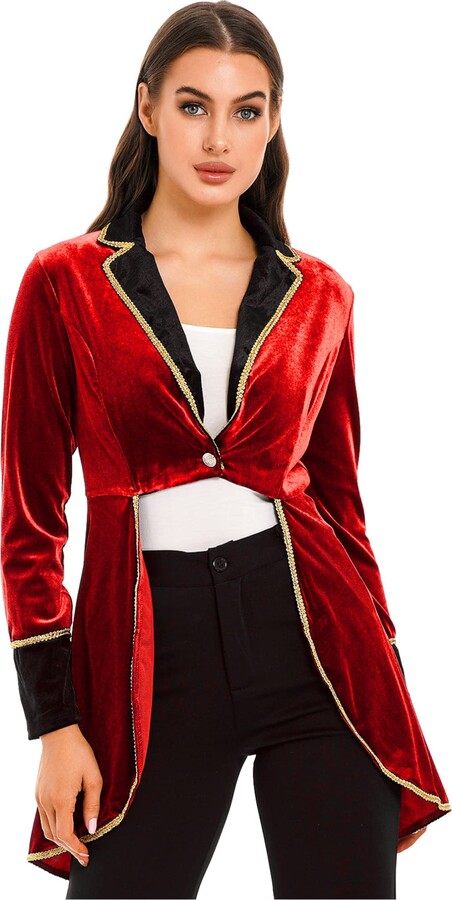 YiZYiF Women Ringmaster Jacket Showman Tailcoat Magician Costume Circus ...