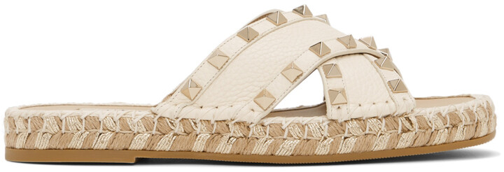 Valentino Garavani Off-White Rockstud Slide Sandals - ShopStyle