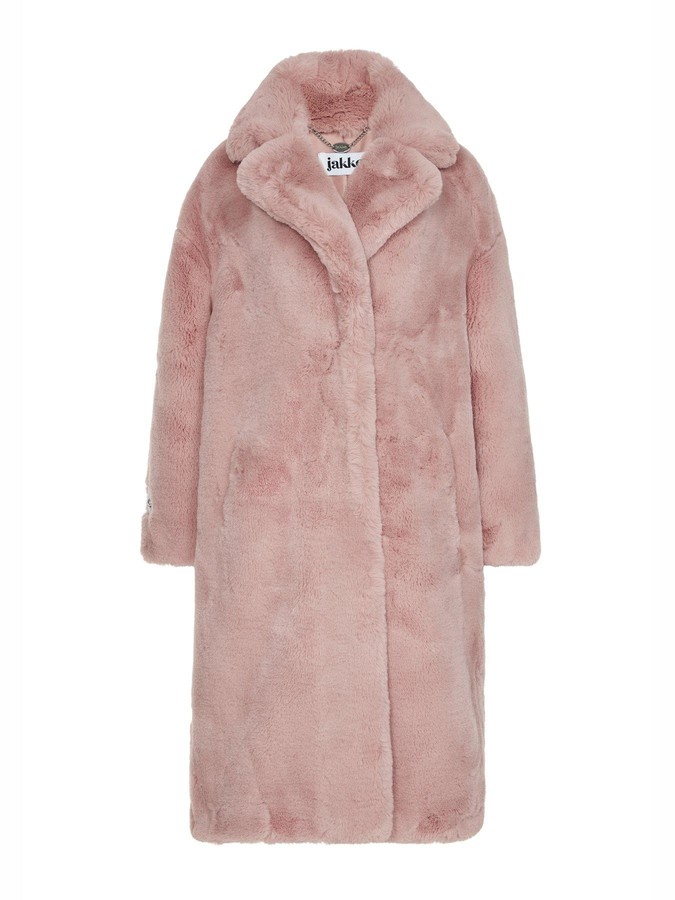 Jakke Katie Faux Fur Duster Coat - Pink - ShopStyle