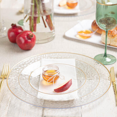 Ecoquality 9 Inch Round Clear Hammered Plates With Gold Rim Design 10 ...