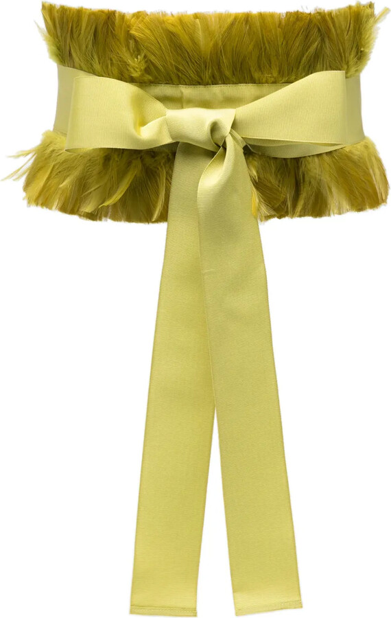 Sara Roka Feather-Trim Grosgrain Belt - ShopStyle