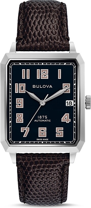 Male Limited Edition Joseph Bulova Breton Lizard-Embossed Leather Strap ...