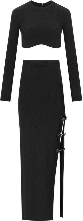 Elisabetta Franchi Black Matching Set With Buttons - ShopStyle Long ...