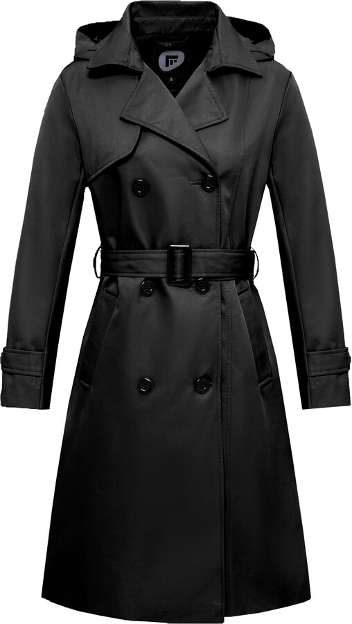 Garemcy Women's Long Waterproof Trench Coat Double Breasted Classic ...
