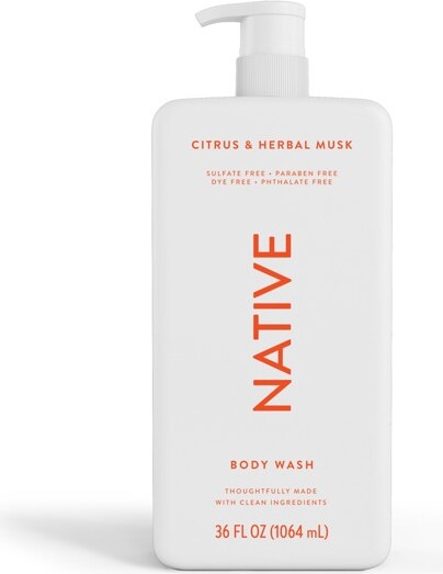 Native Body Wash with Pump - Citrus & Herbal Musk - Sulfate Free - 36 ...