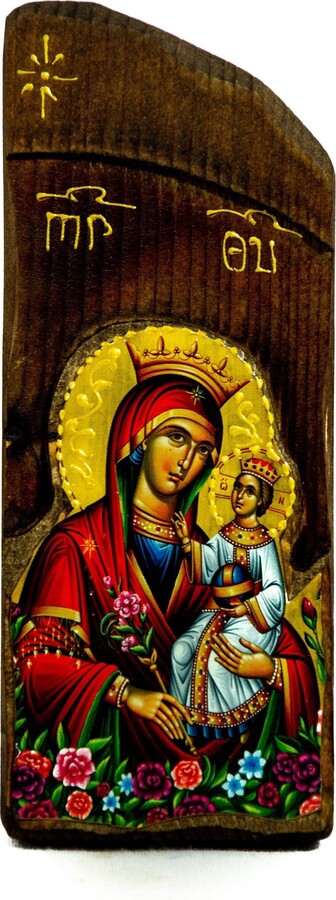Etsy Virgin Mary Icon Panagia Rose Amaranth, Handmade Greek Orthodox ...