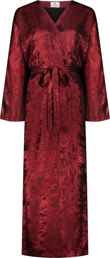 Dhara Sheth Dubai Women's Shadow Of Sequin Shimmer Kimono/Dress Red ...