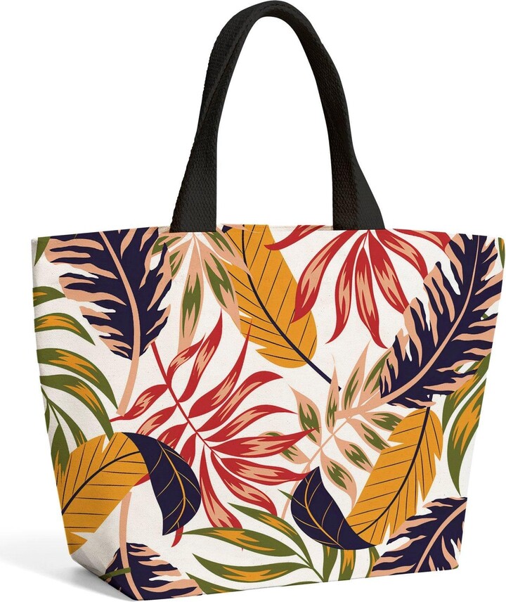 Warren Reed - Designer Hawaiian Style Jungle Leaves Beach Shopper Tote ...