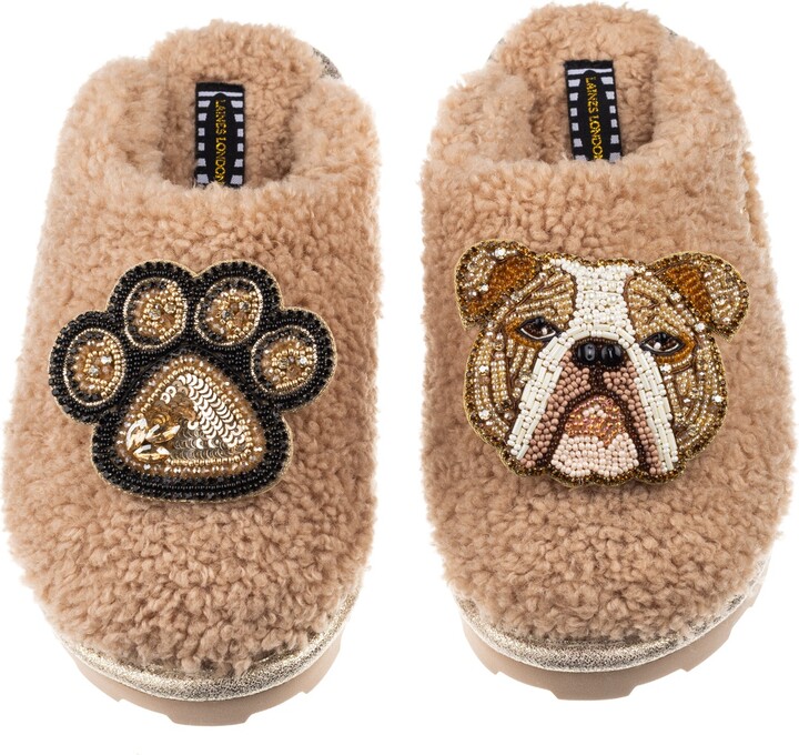 LAINES LONDON - Teddy Towelling Closed Toe Slippers With Mr Beefy ...