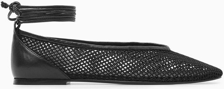 COS Leather-Trimmed Mesh Ballet Flats - ShopStyle