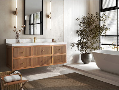 Willow Collections Sonoma Solid Floating Teak 60 In. W X 22 In. D ...