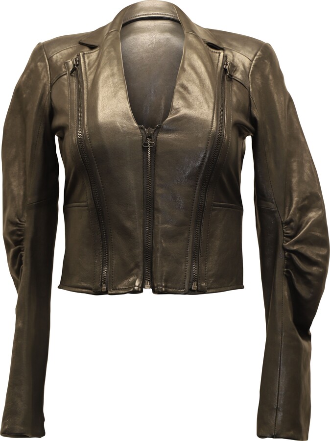 Alice + Olivia Biker Jacket in Black Leather - ShopStyle