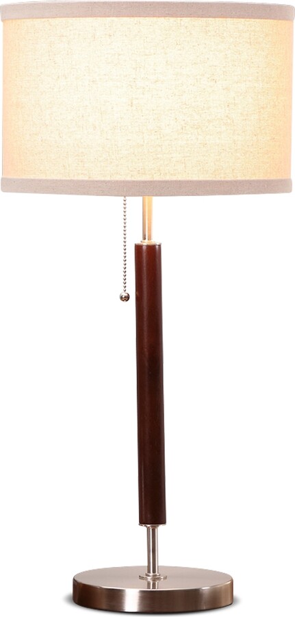 Brightech Carter Led Table Desk and Nightstand Lamp with Walnut Wood ...