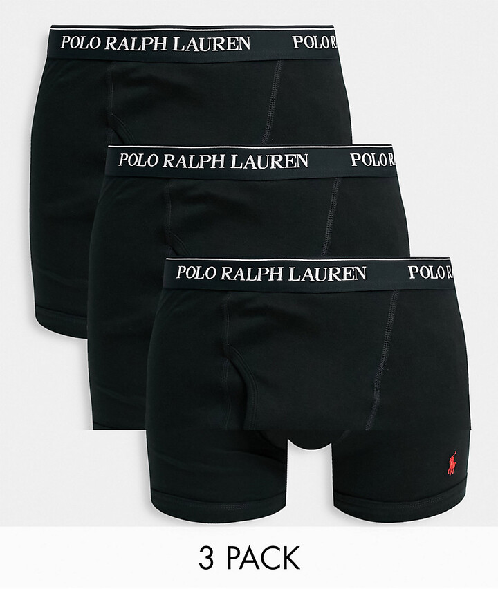 Polo Ralph Lauren 3 pack boxers in black with contrasting logo ...