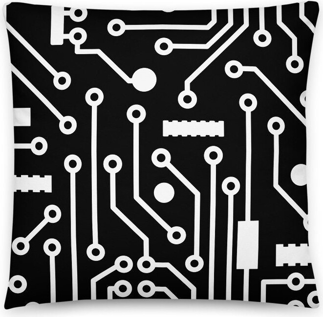 Etsy Circuitry Board Throw Pillow - Motherboard Black & White Tech Art Computer Engineer ...