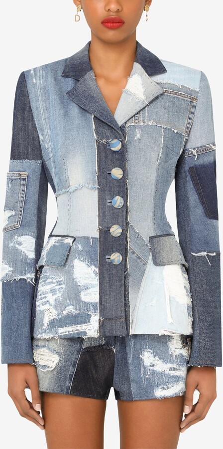 Dolce & Gabbana Single-Breasted Patchwork Denim Jacket - ShopStyle