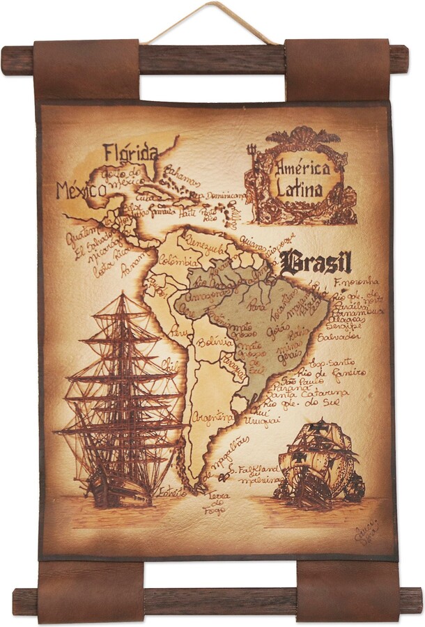 Novica Handmade Map Of Latin America Leather Wall Map - ShopStyle ...