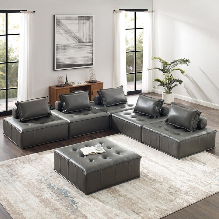 ART LEON Modern 6-piece Cube-shaped Modular Sectional Sofa Set ...