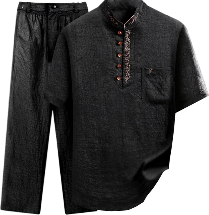 CHONG FENG XIA Pattern Tang Suit Men's ice Silk Short-Sleeved Suit ...