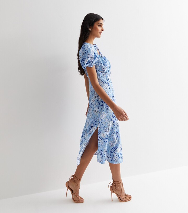 Gini London Blue Paisley Cut Out Midi Dress - ShopStyle