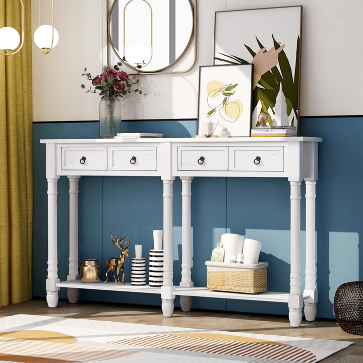 Simplie Fun Console Table Sofa Table with Drawers and Long Shelf ...