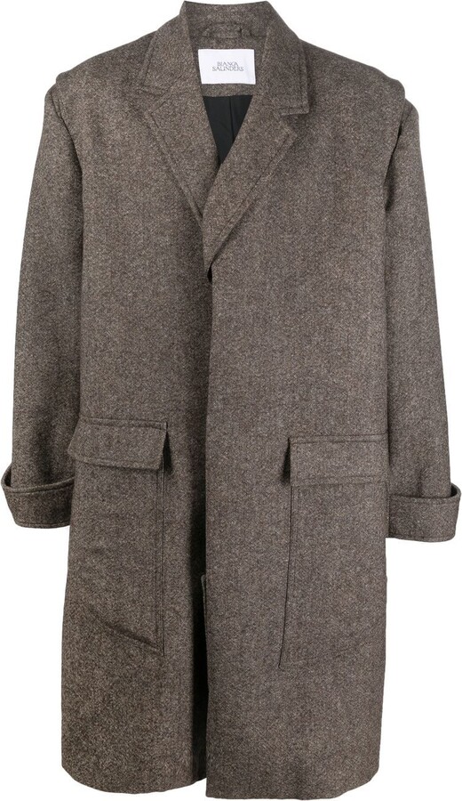 Bianca Saunders Wide-Shoulder Wool Coat - ShopStyle