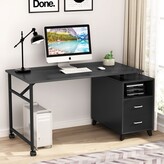 Tribesigns Reversible Computer Desk with Cabinet Drawers, Rotating Desk ...