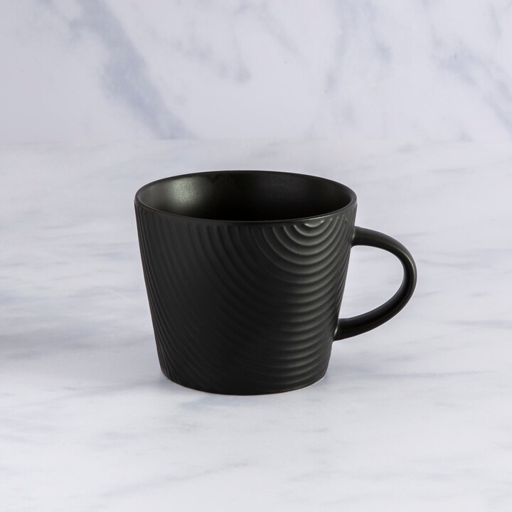 Dunelm Black Embossed Curve Mug Black - ShopStyle