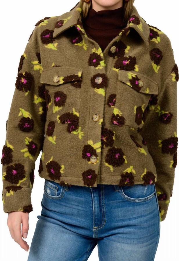 Ivy Jane Puff Floral Barn Jacket In Mocha - ShopStyle