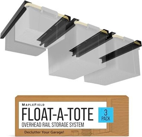 Maplefield Float-A-Tote Garage Overhead Storage Racks - 3 Pack (6 Rails ...