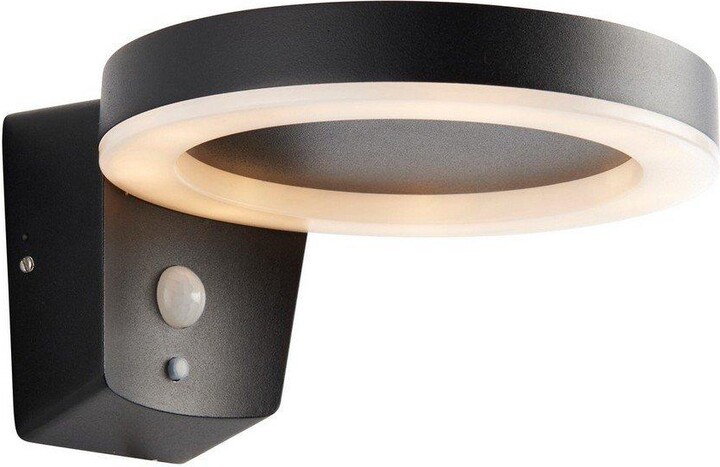 Netlighting Ebro Modern Solar Powered Round Ring LED Wall Lamp Textured ...