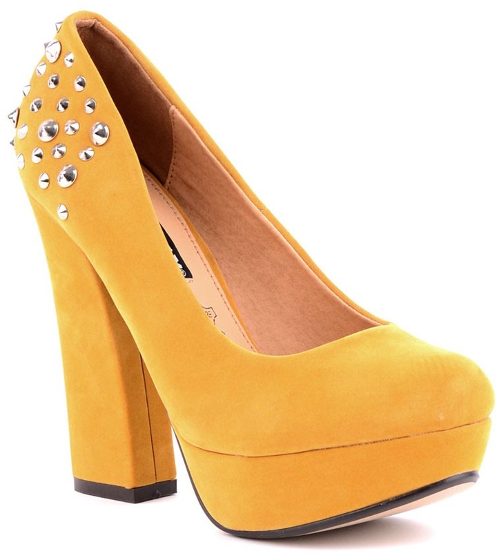 Womens Spiked Block Heel Platform Shoe - Yellow (Ladies) - ShopStyle